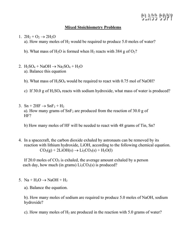 Mixed Stoichiometry Problems.doc