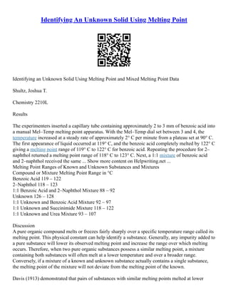 Mixed Substances Lab Report | PDF
