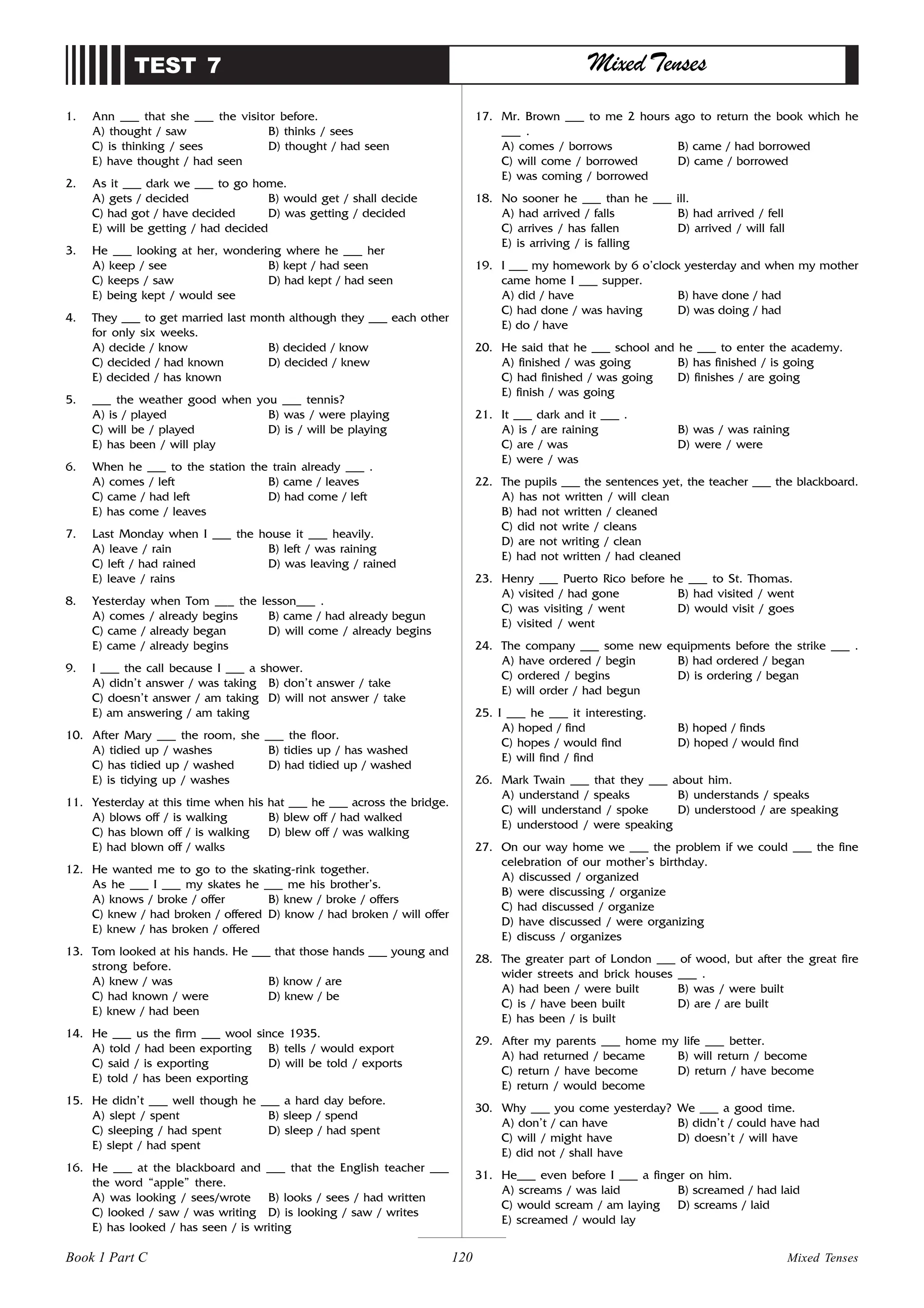 English questions mixed. Tenses | PDF