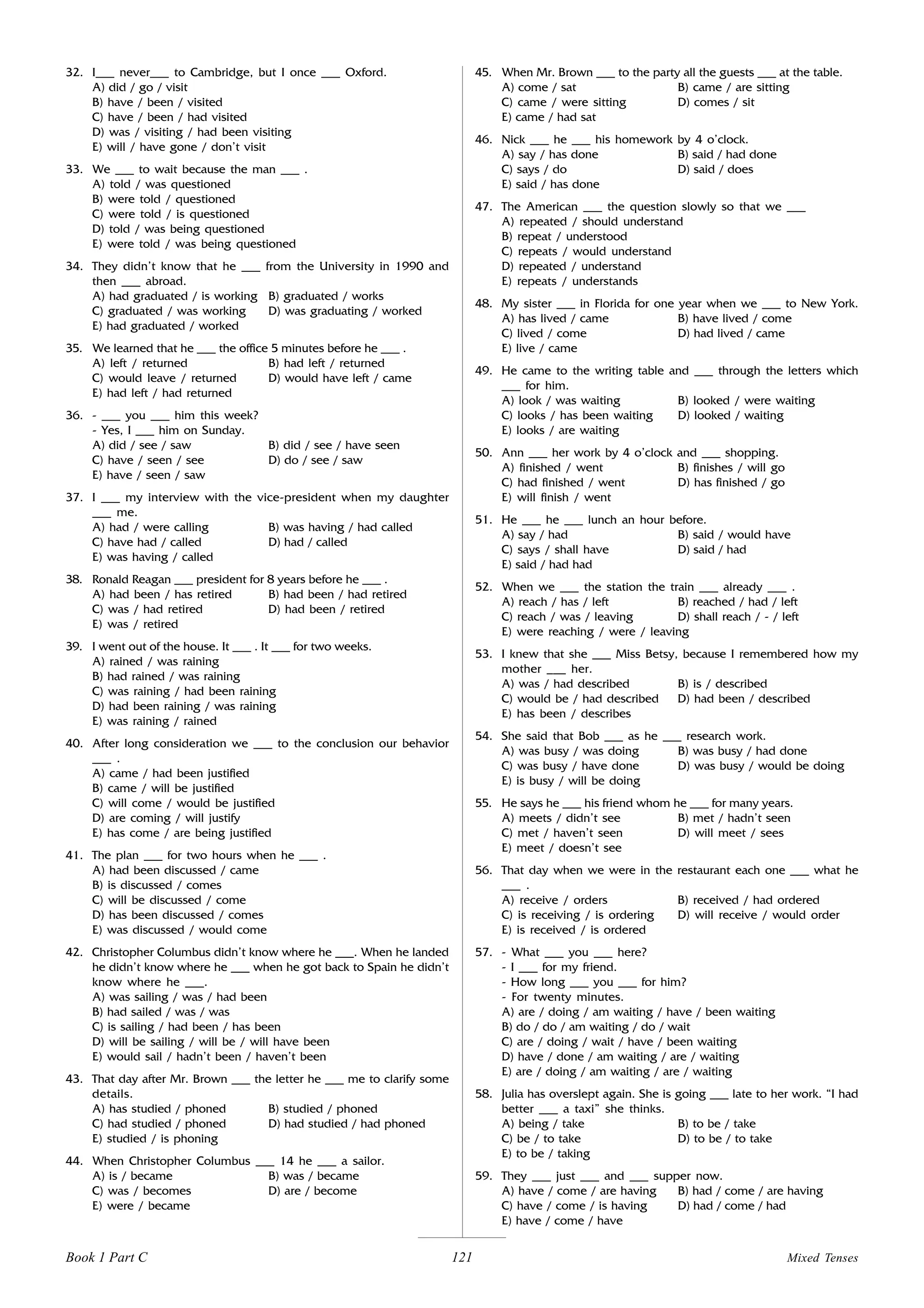 English questions mixed. Tenses | PDF