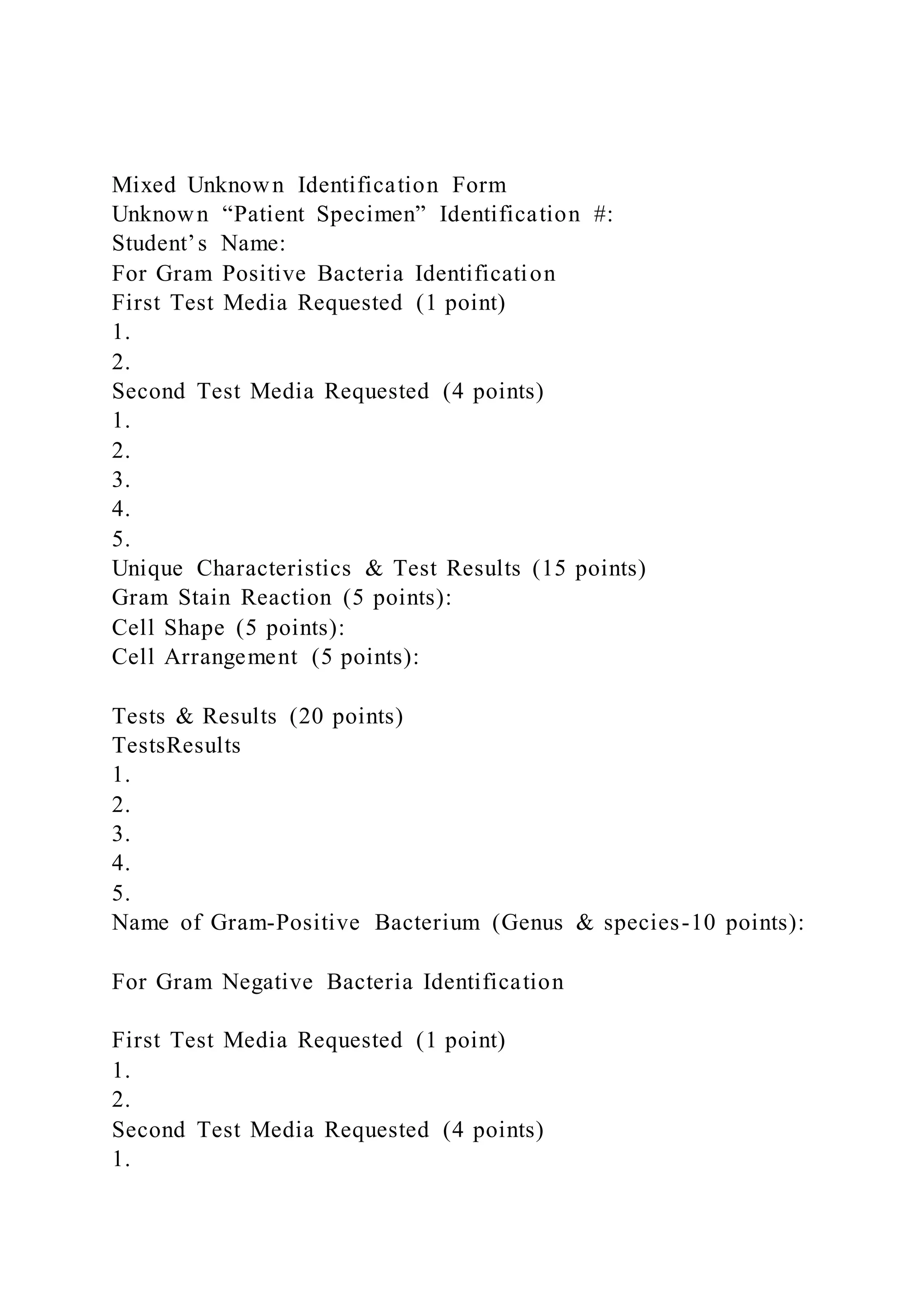 Mixed Unknown Identification FormUnknown Patient Specimen” Iden | PDF