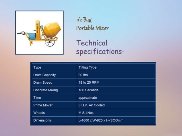 Concrete Mixers - Types, Suitability & Specifications | PPTX | Home ...