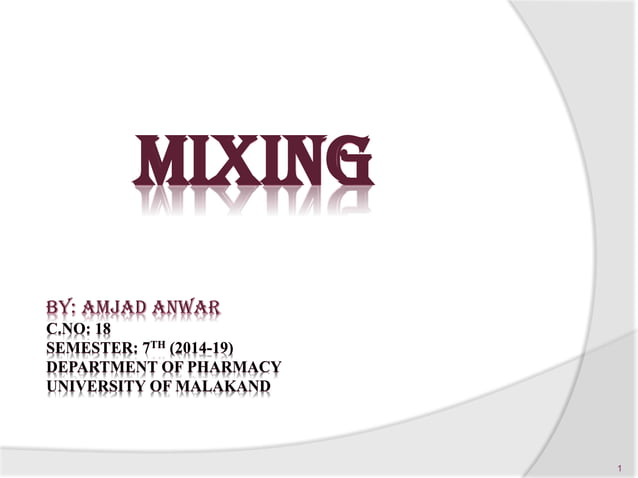 MIXING | PDF | Chemistry | Science