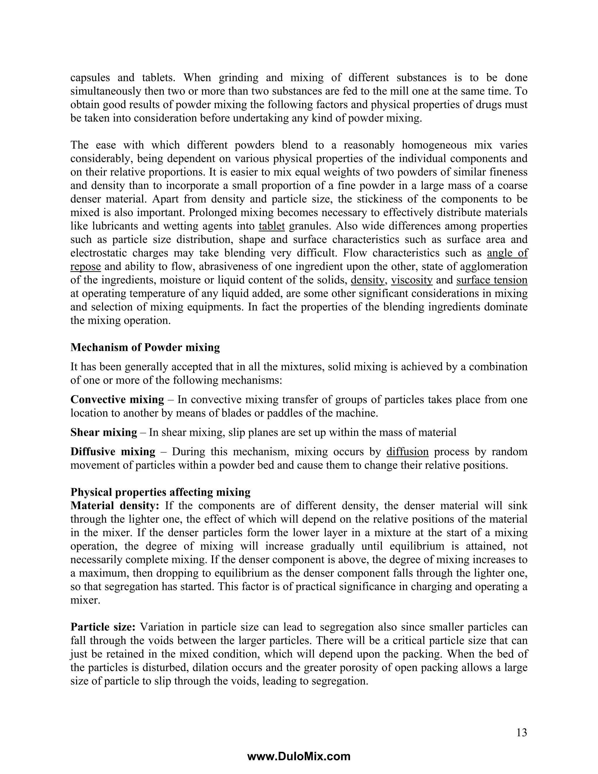 Mixing PROPERTIES IN PHARMACEUTICAL INDUSTRY | PDF
