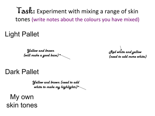 Mixing Skin Tones-Secondary Education Resource | PPT | Painting | Arts ...