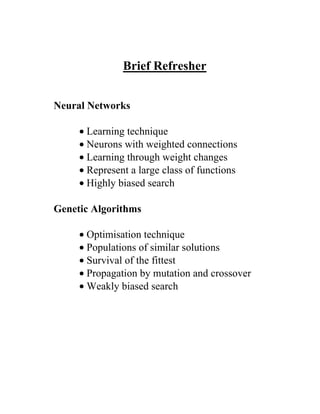 Methods of Combining Neural Networks and Genetic Algorithms | PDF
