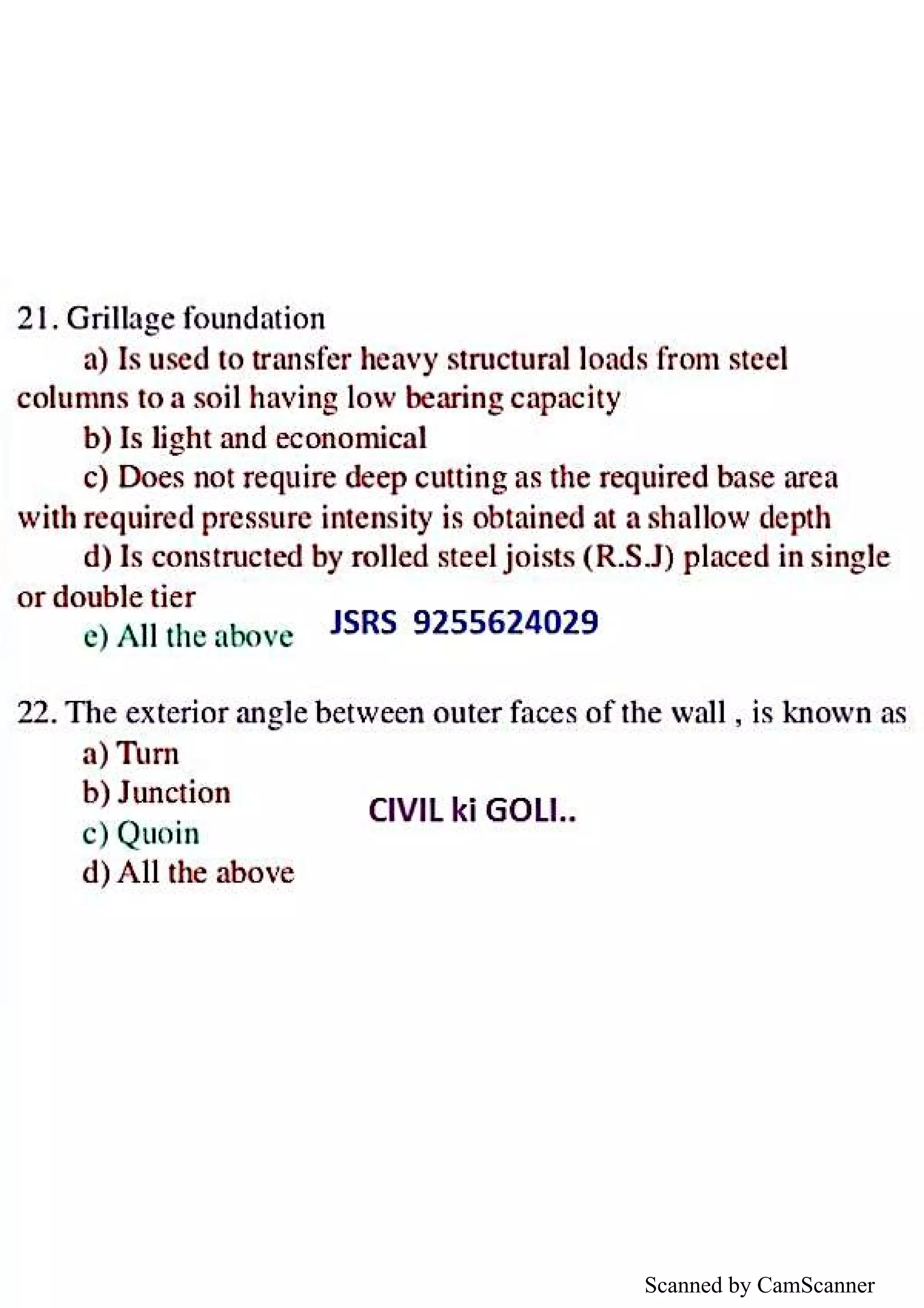 Mix questions (civil ki goli) | PDF