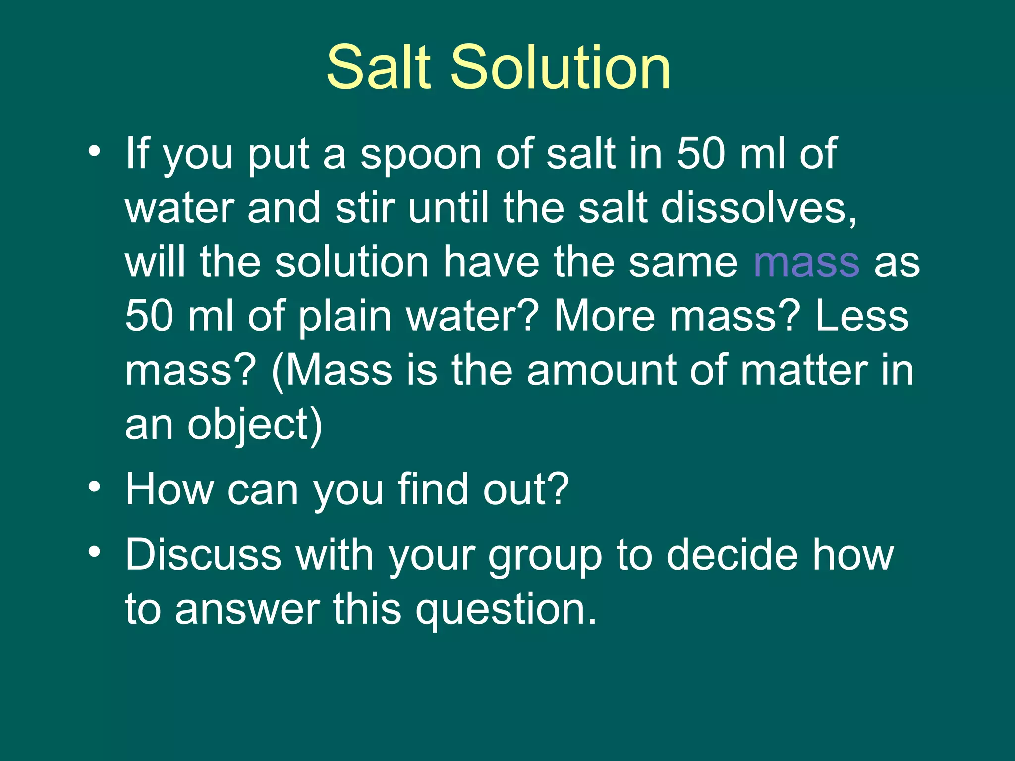 Mixtures 1-2 Separating a Solution | PPT