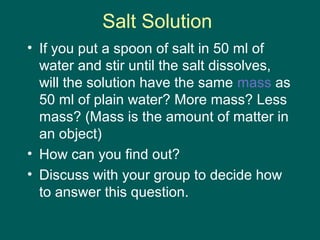 Mixtures 1-2 Separating a Solution | PPT