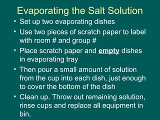 Mixtures 1-2 Separating a Solution | PPT