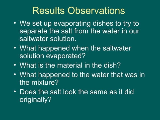 Mixtures 1-2 Separating a Solution | PPT