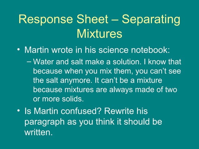 Mixtures 1-3 Separating a Dry Mixture | PPT