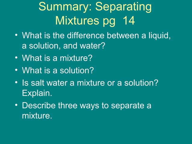 Mixtures 1-3 Separating a Dry Mixture | PPT