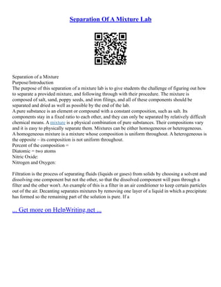 Mixtures Lab Report | PDF