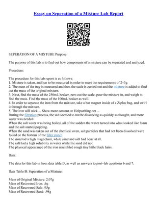Mixtures Lab Report | PDF