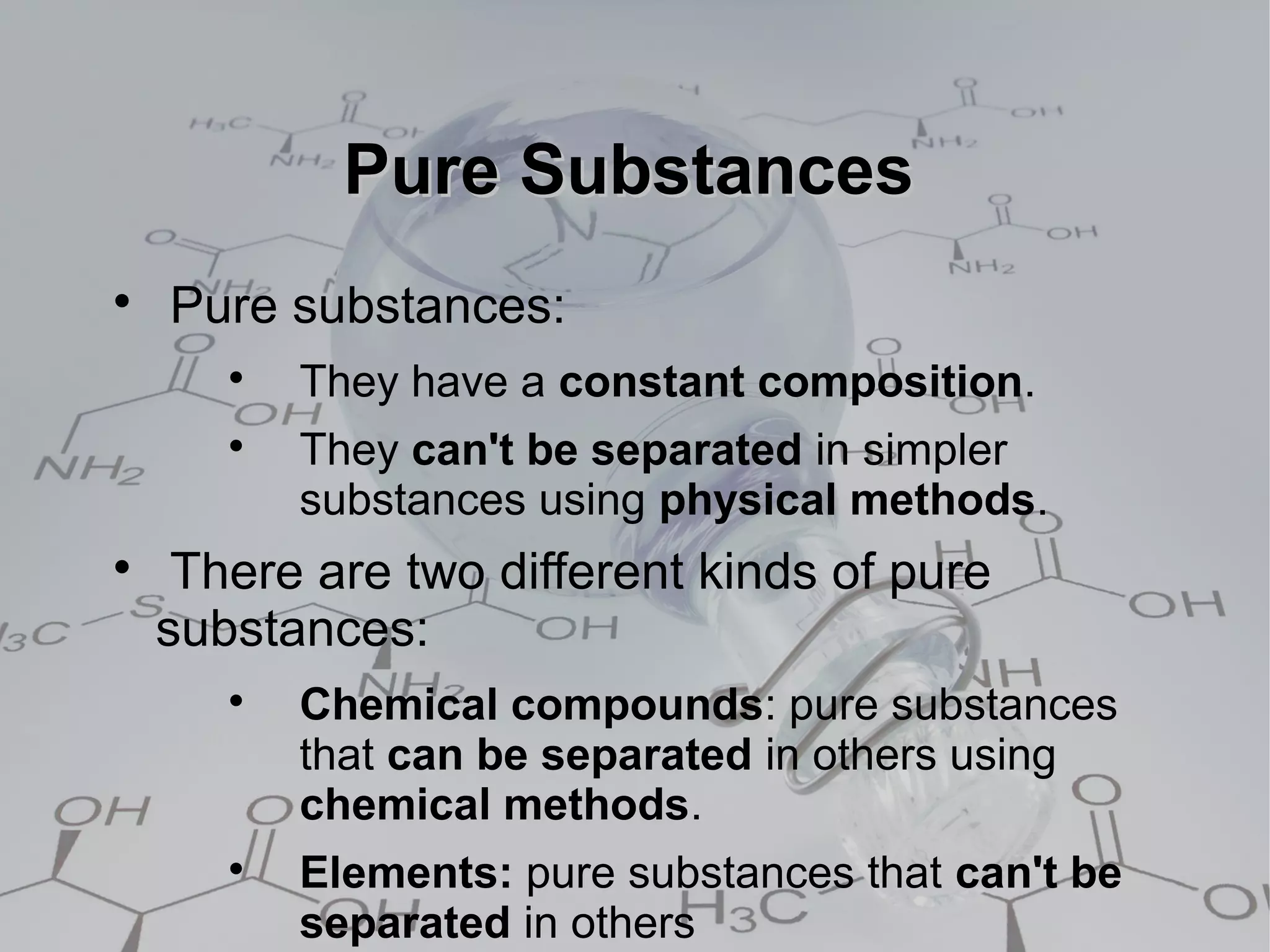 Mixtures solutions and pure substances | PPT