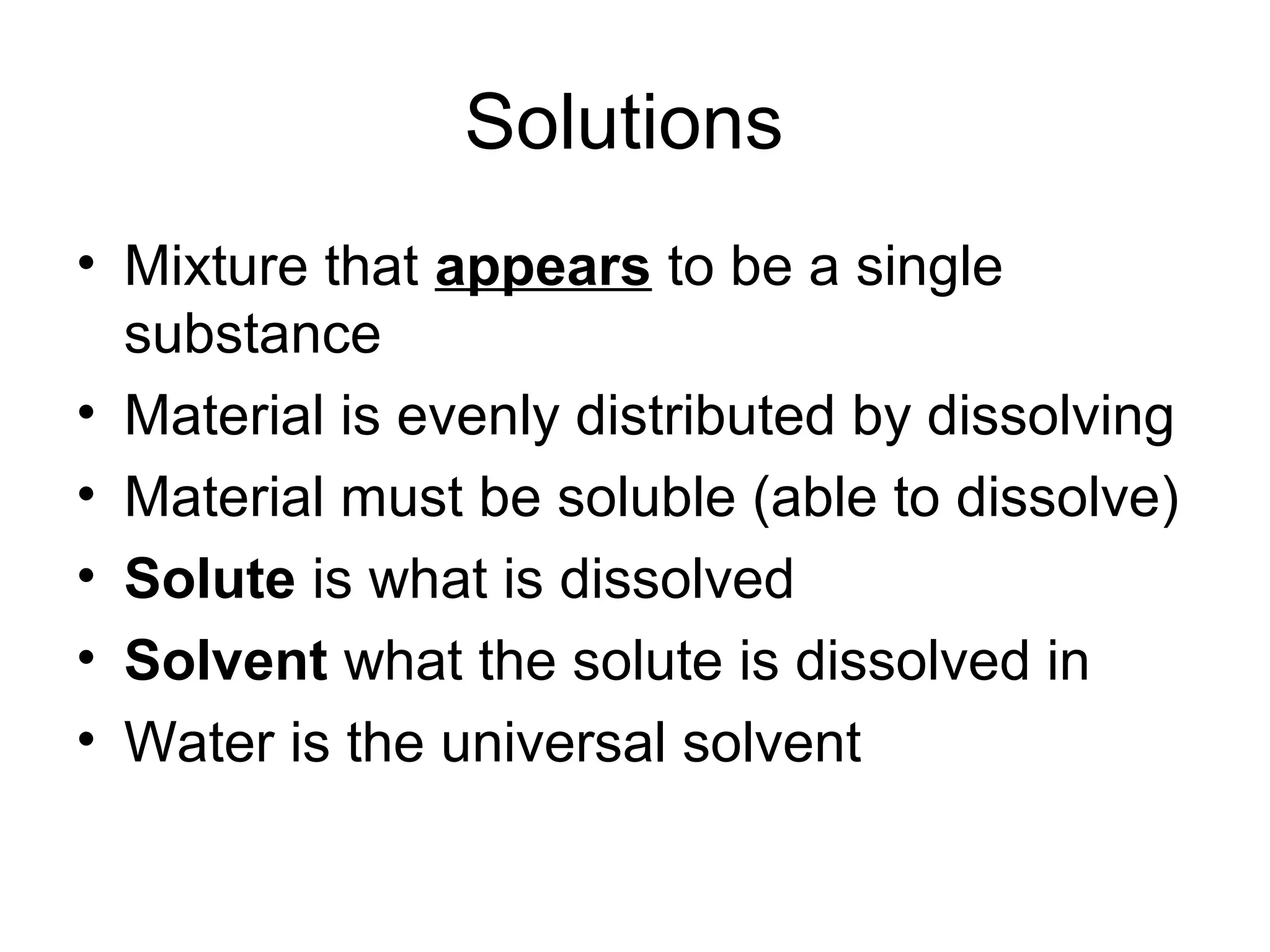 Mixtures, solutions, elements, compounds | PPT