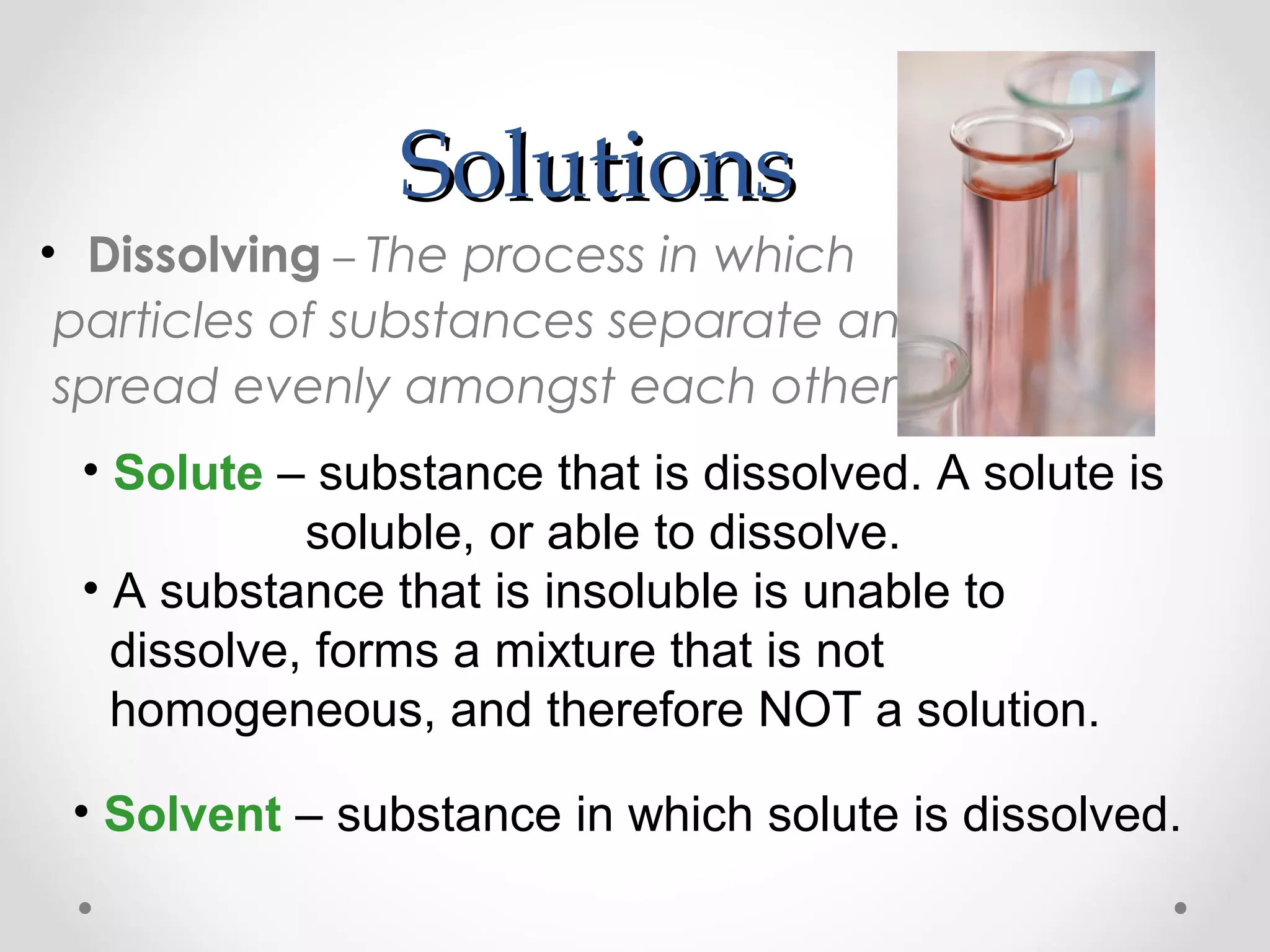 Mixtures solutions solubility | PPT | Chemistry | Science