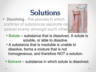 Mixtures solutions solubility | PPT | Chemistry | Science