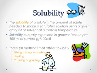Mixtures solutions solubility | PPT | Chemistry | Science
