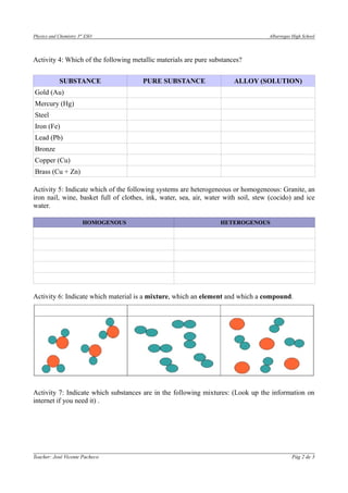 Mixures solution and pure substances activities | PDF