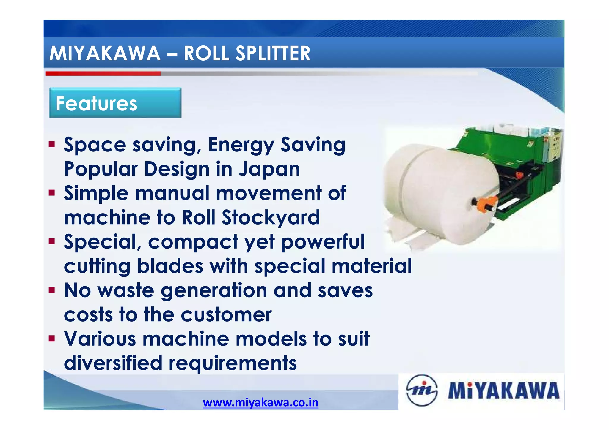 Miyakawa Paper Roll Splitter Presentation | PDF