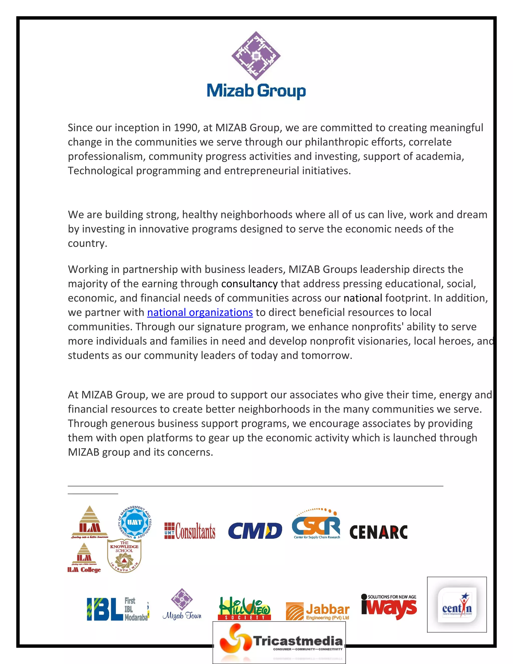 Mizab Group 1 Pager Intro | DOC