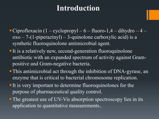 UV Spectroscopic assay method development and Validation of Ciprofloxacin in three different ...