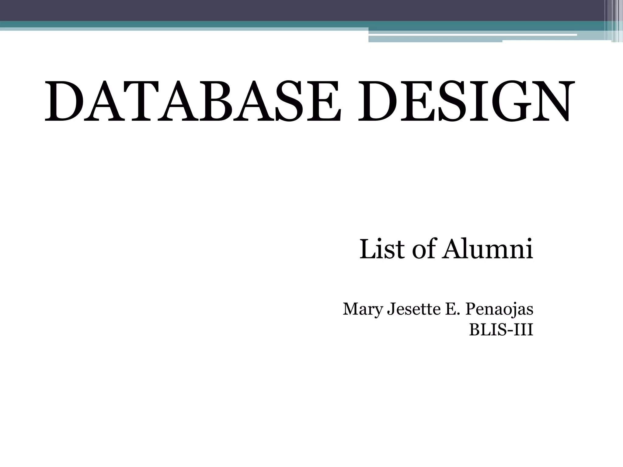 My database design | PPT