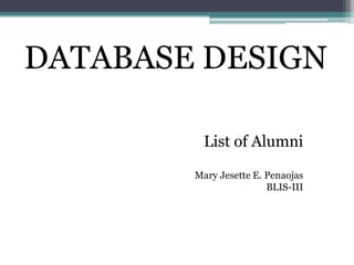 My database design | PPTX