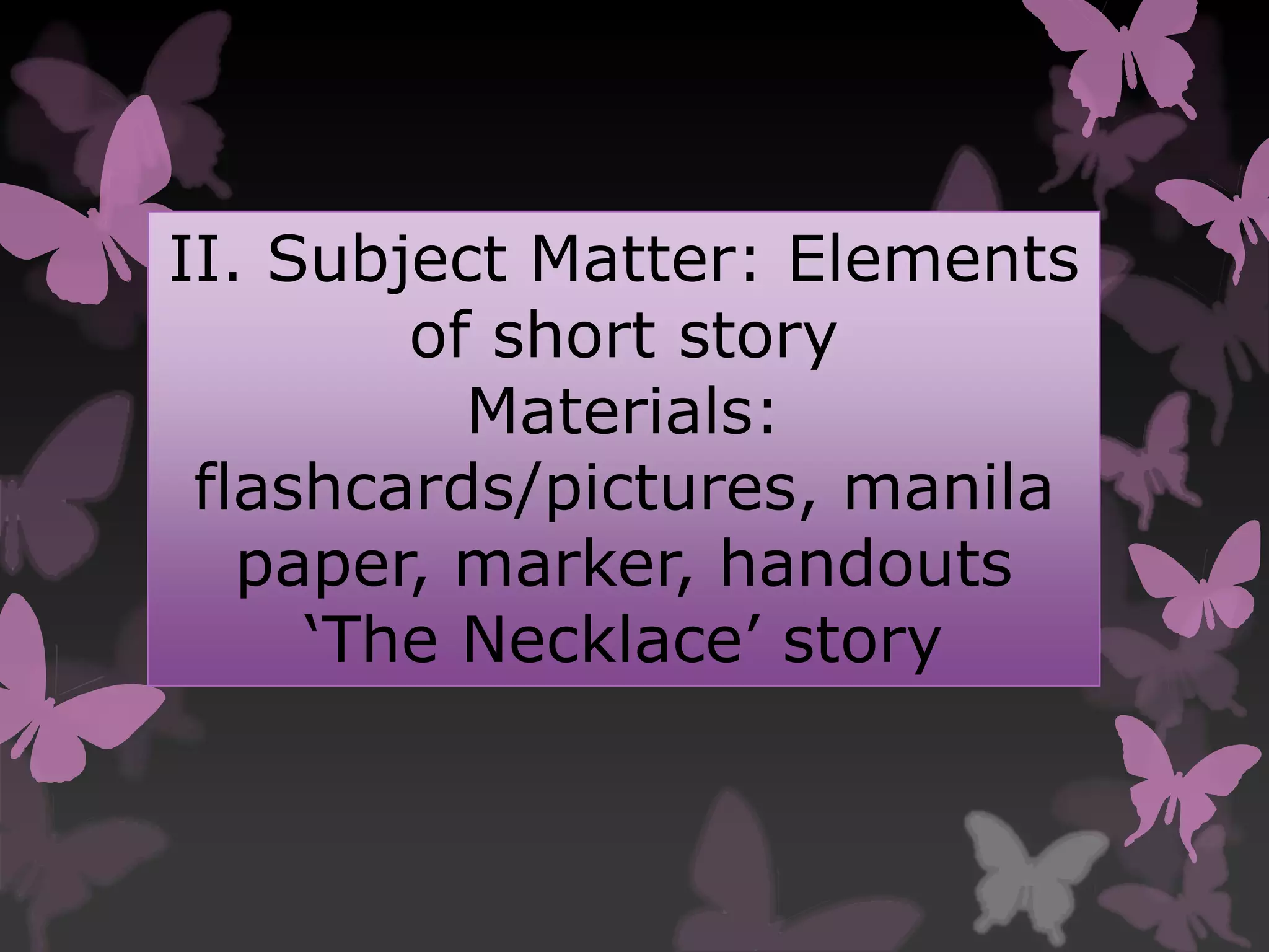 lesson plan elements of short story | PPTX
