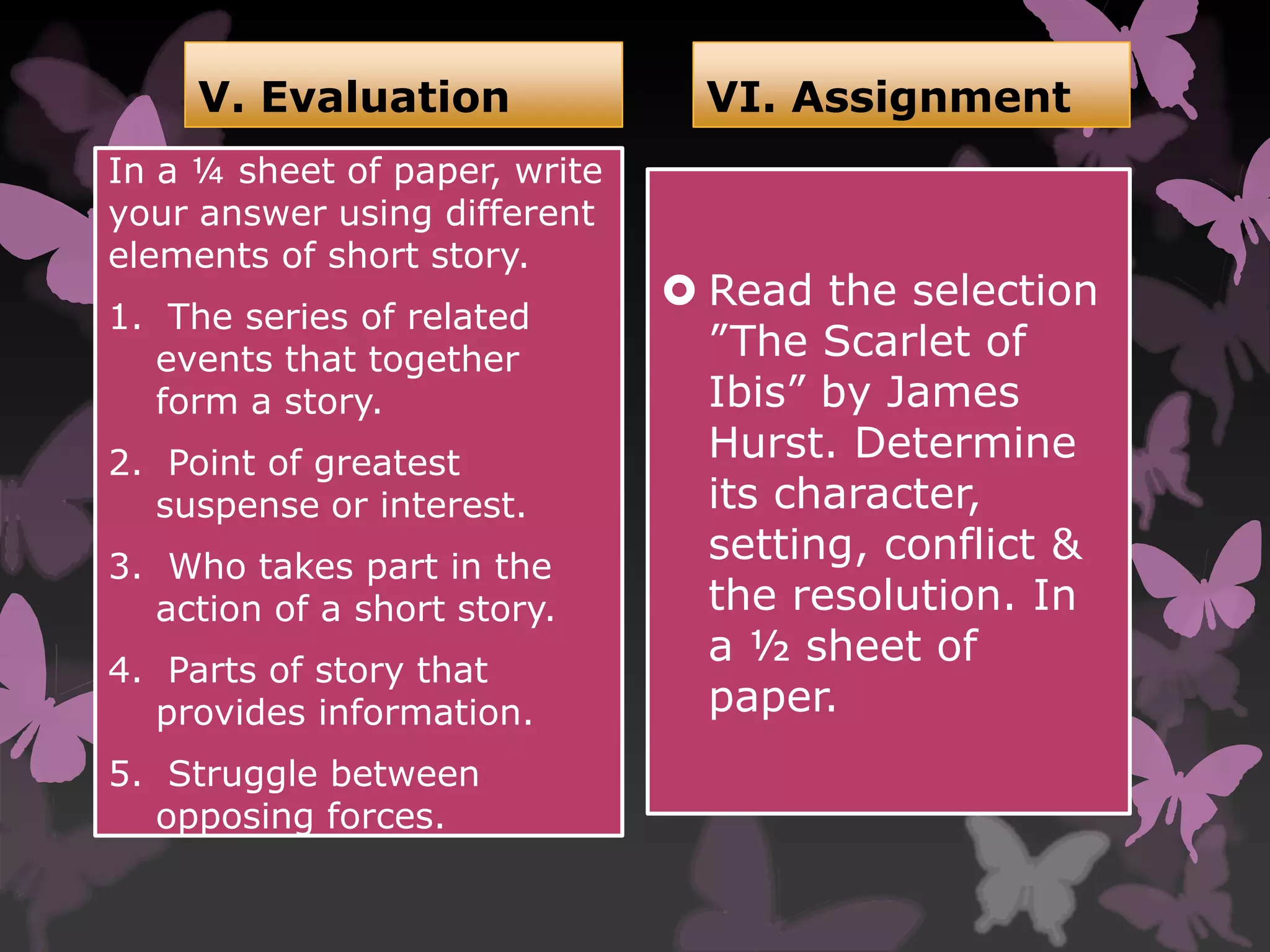 lesson plan elements of short story | PPTX