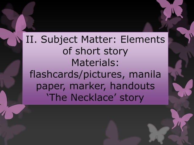 lesson plan elements of short story | PPTX | Hobbies & Interests