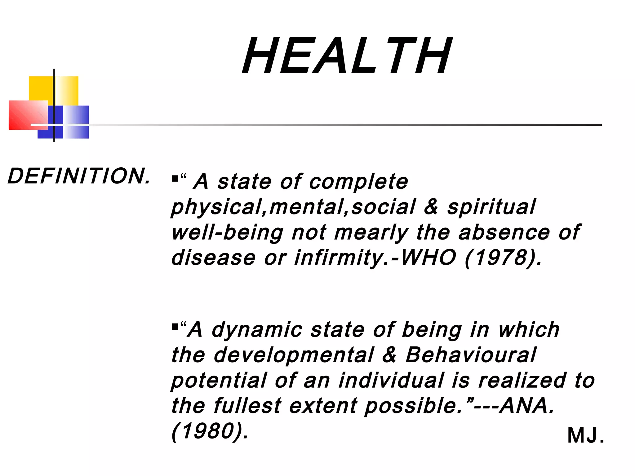 INTRODUCTION TO HEALTH & ILLNESS | PPT