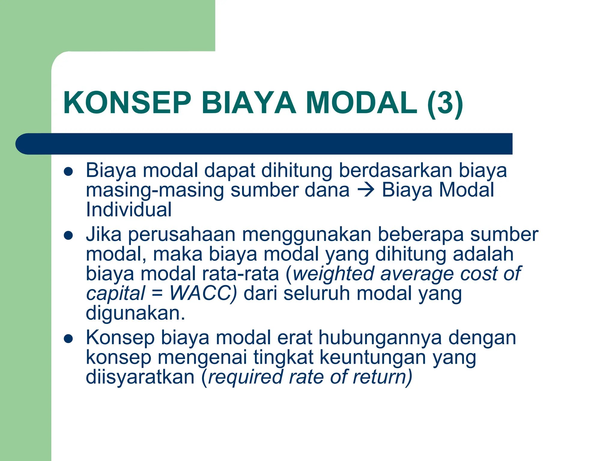 Cost of Capital (Biaya Penggunaan Modal) | PPT