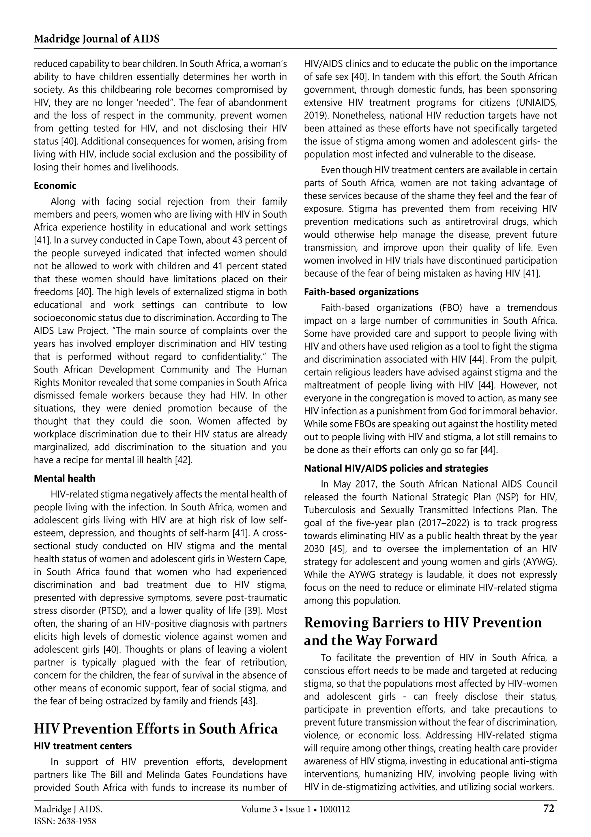 HIV Stigma among Women and Adolescent Girls in South Africa: Removing ...