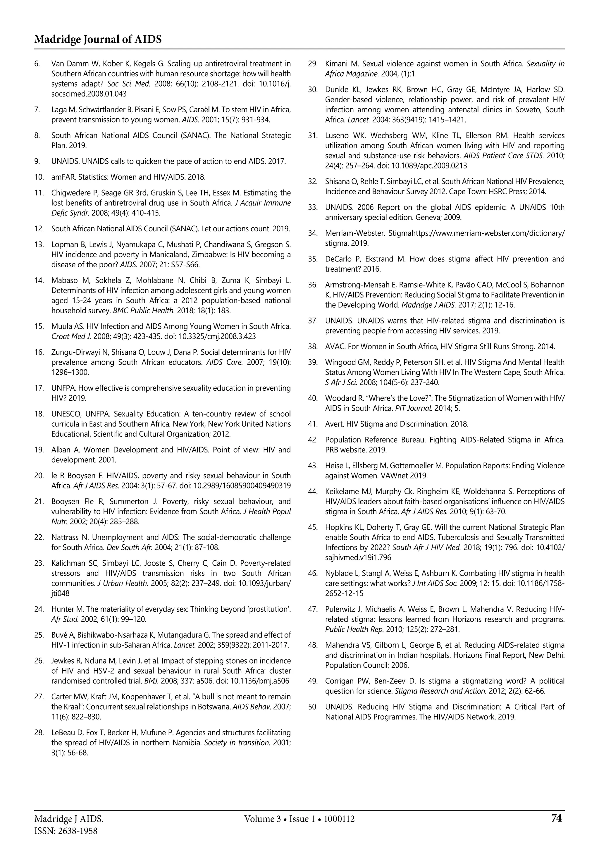 HIV Stigma among Women and Adolescent Girls in South Africa: Removing ...