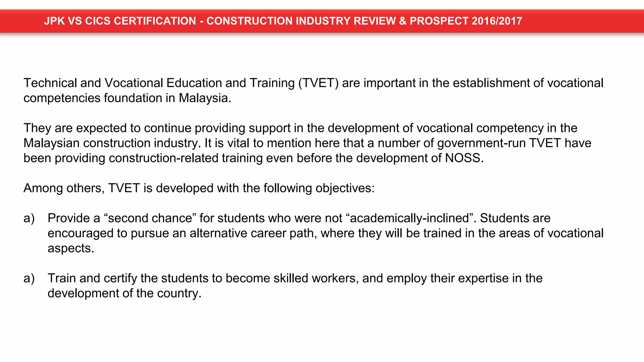 MJA-TVET PROGRAM INTRODUCTION | PPTX | Construction Industry | Industries