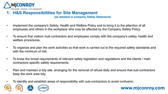 MJ Conroy site management training discipline & enforcement | PPT