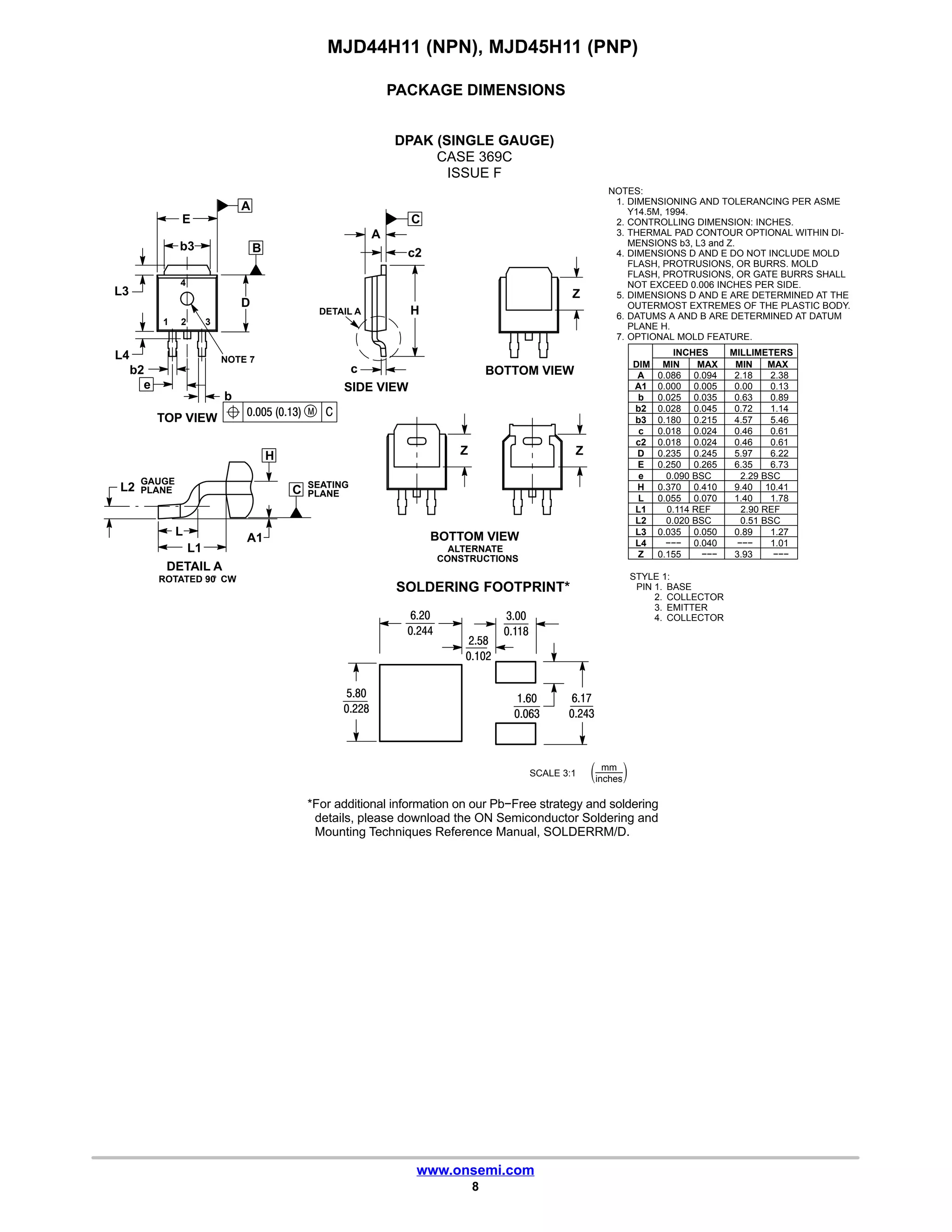 Original NPN Transistor MJD44H11T4G 4H11G TO-252 New ON Semiconductor | PDF