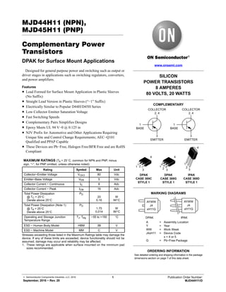 Original NPN Transistor MJD44H11T4G 4H11G TO-252 New ON Semiconductor | PDF