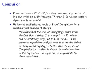 A formal framework for Stringology | PPT