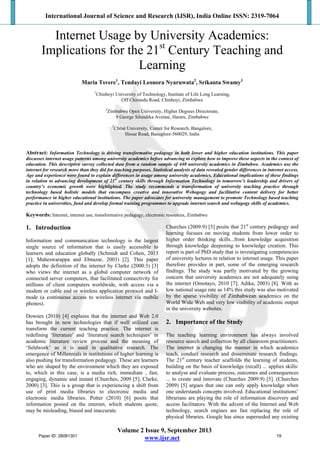 Internet Usage by University Academics: Implications for the 21st ...
