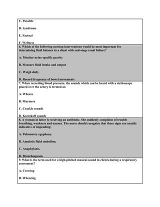 Fundamental of nursing quiz | PDF
