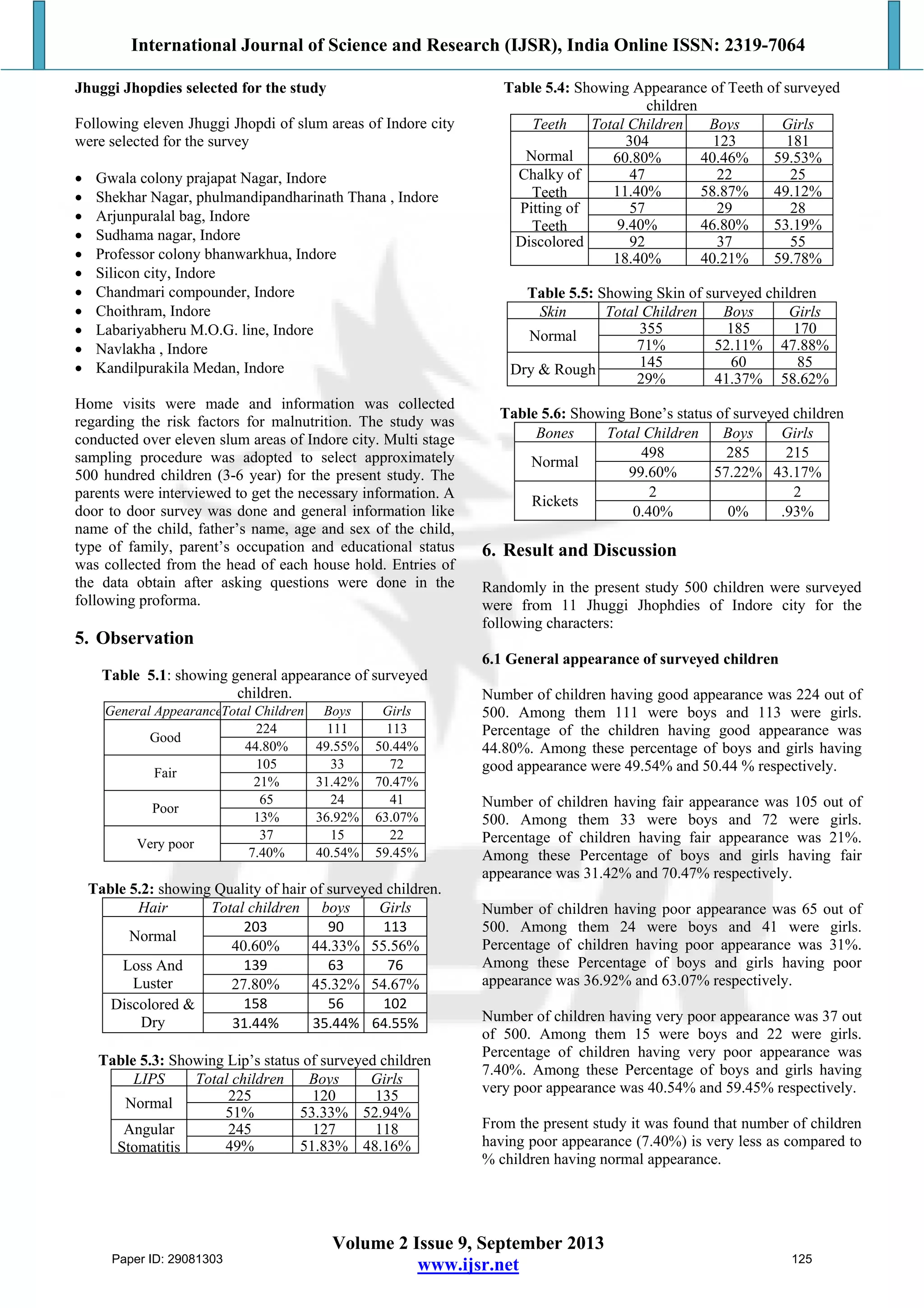 A Survey Study of Anthropometric Characters of Malnourished Children of ...