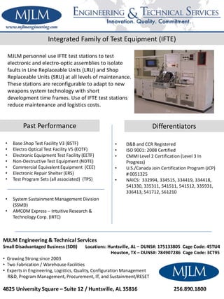 MJLM Product Sheets - 2013 | PDF