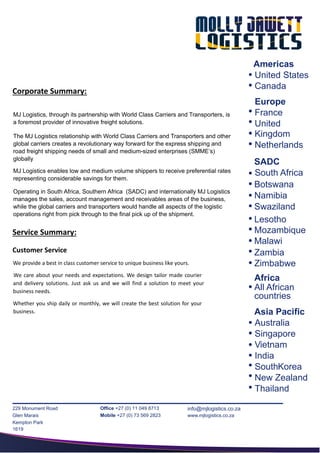 MJ logistics company profile | PDF | Logistics | Business