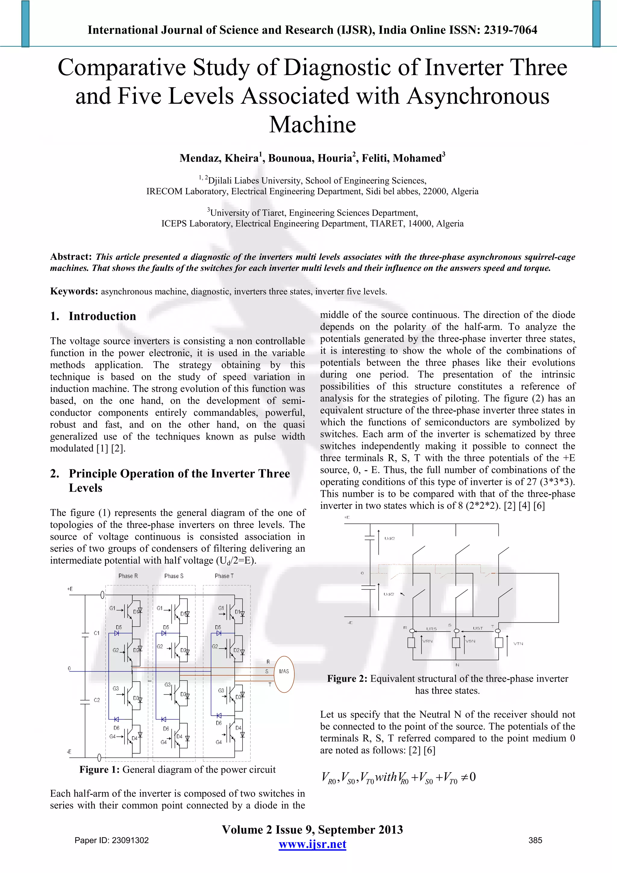 Comparative Study of Diagnostic of Inverter Three and Five Levels Associated with Asynchronous ...