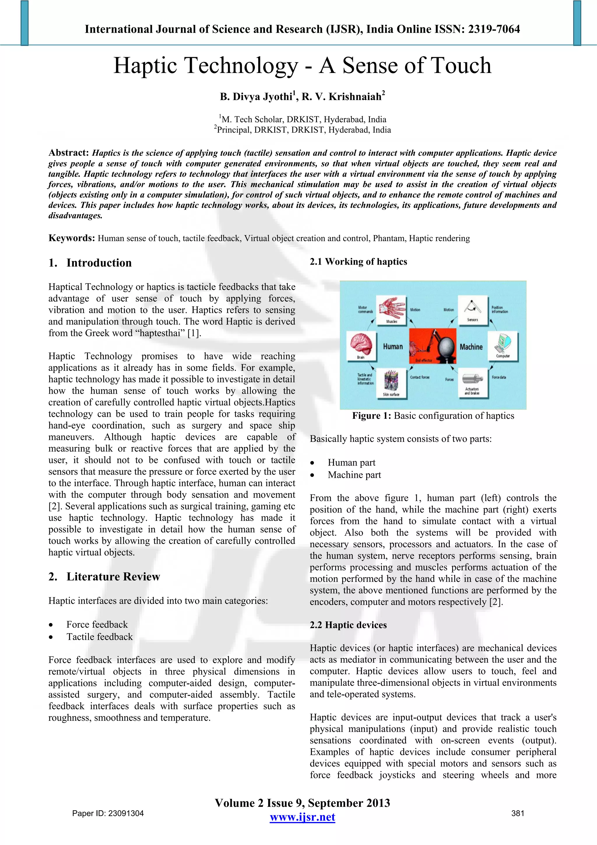 Haptic Technology - A Sense of Touch | PDF