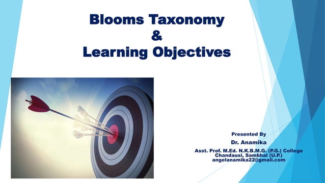 Blooms Taxonomy Learning Objectives Presentation | PPT